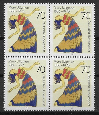 Bund 1986 ** Mi 1301 Mary Wigman Tänzerin im Viererblock VB 4er Block ...