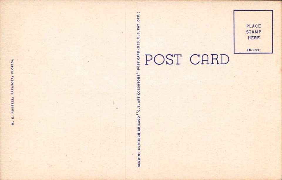Linen Postcard Ringling Causeway Bridge Fishing Sarasota Flordia FL UNP ...