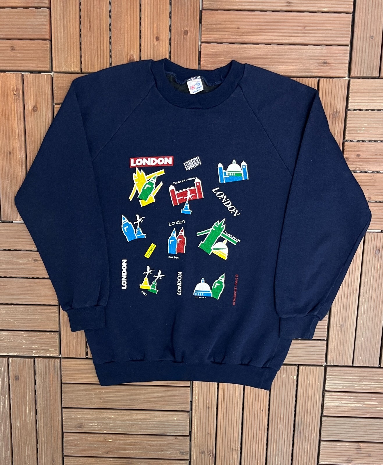 London Tourist Attractions Vintage Blue Sweater Crewn… - Gem