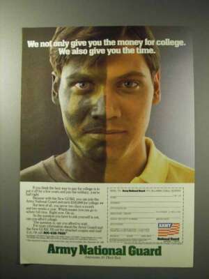 1986 U.S. Army National Guard Ad - Money for College | eBay