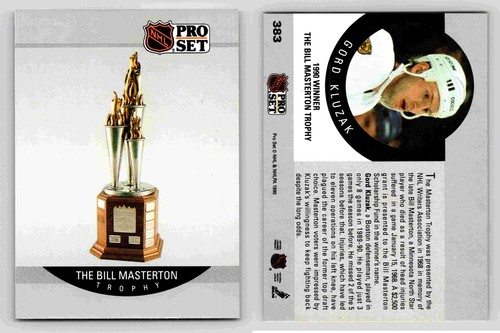 Gord Kluzak Bill Masterton Trophy NHL Pro Set 1990 Card 383 Hockey ...