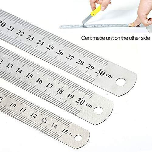 3Pcs Stainless Steel Ruler Set 6 8 12 Inch Metal Ruler with Inch and ...