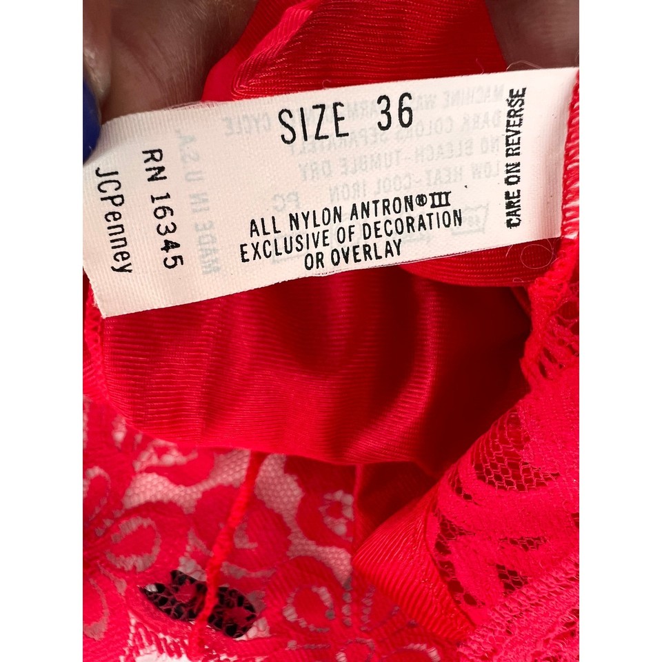 Vintage Applause Red Lace Bodysuit Teddy Lingerie Size 36 Antron III ...