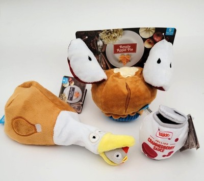 Set of 3 BarkBox Thanksgiving Themed Plush Dog Toys Apple Pie Cranberry ...
