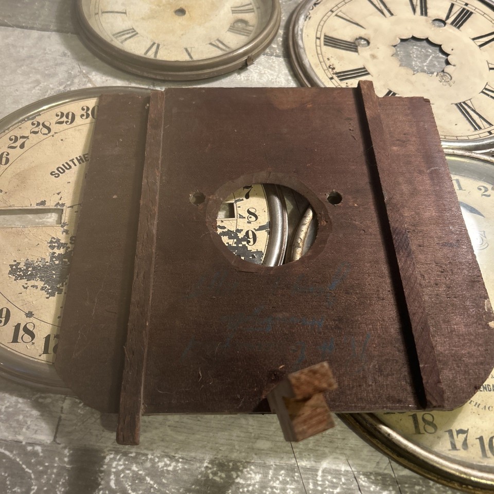 Lot of 5 Antique Clock Dial Faces Ithaca Calendar Southern Calendar Etc ...