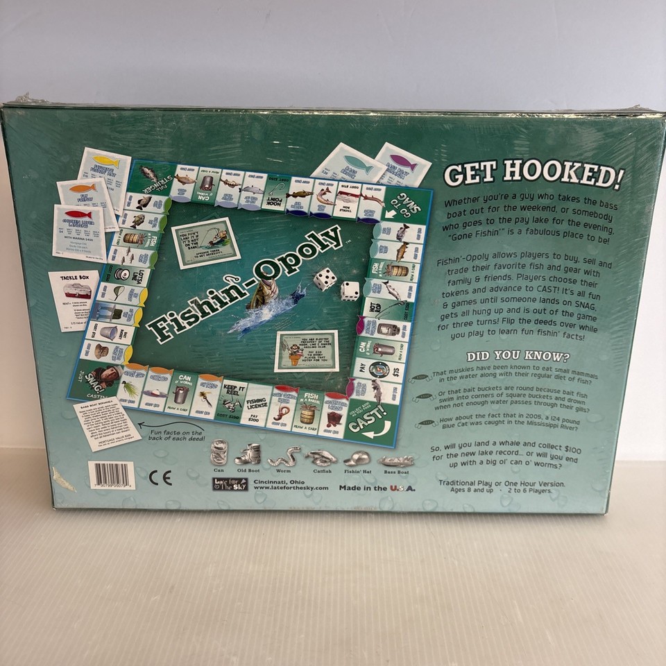 Fishin-Opoly Fishing Monopoly Board Game Made USA Fishin Opoly Sealed ...