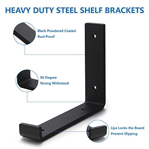 Shelf Bracket 4 Pack, Butizone Heavy Duty Metal J Bracket with Lip for ...