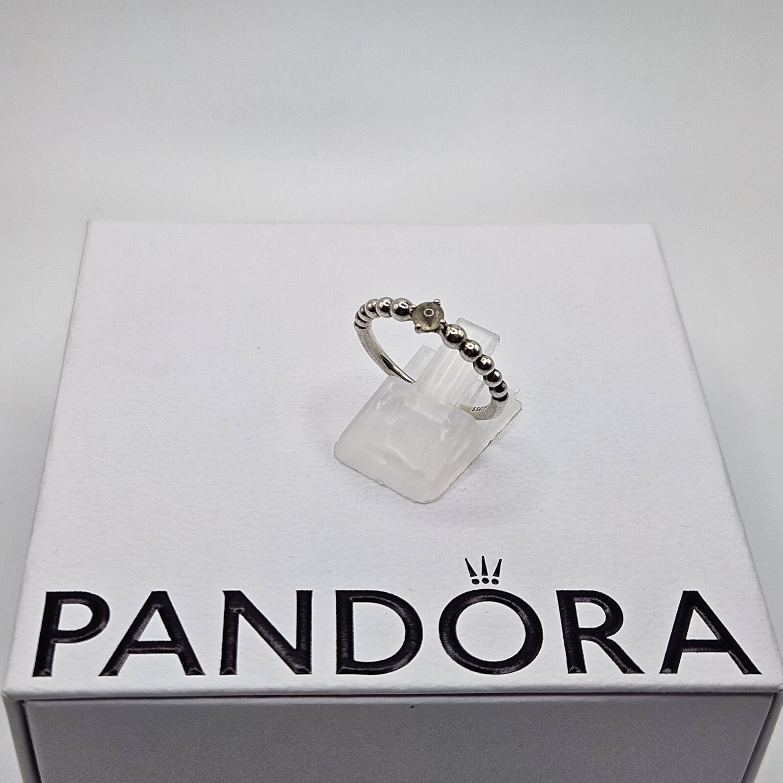 Genuine Pandora June Birthstone Beaded Ring ALE 925 S… - Gem