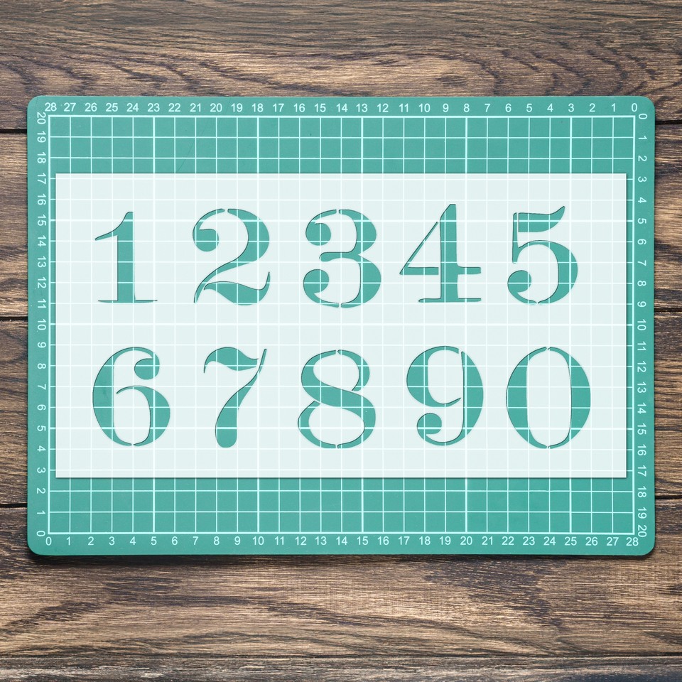 STENCIL NUMBER NUMERIC DIGIT FONT MYLAR PAINTING WALL ART CRAFTS ...