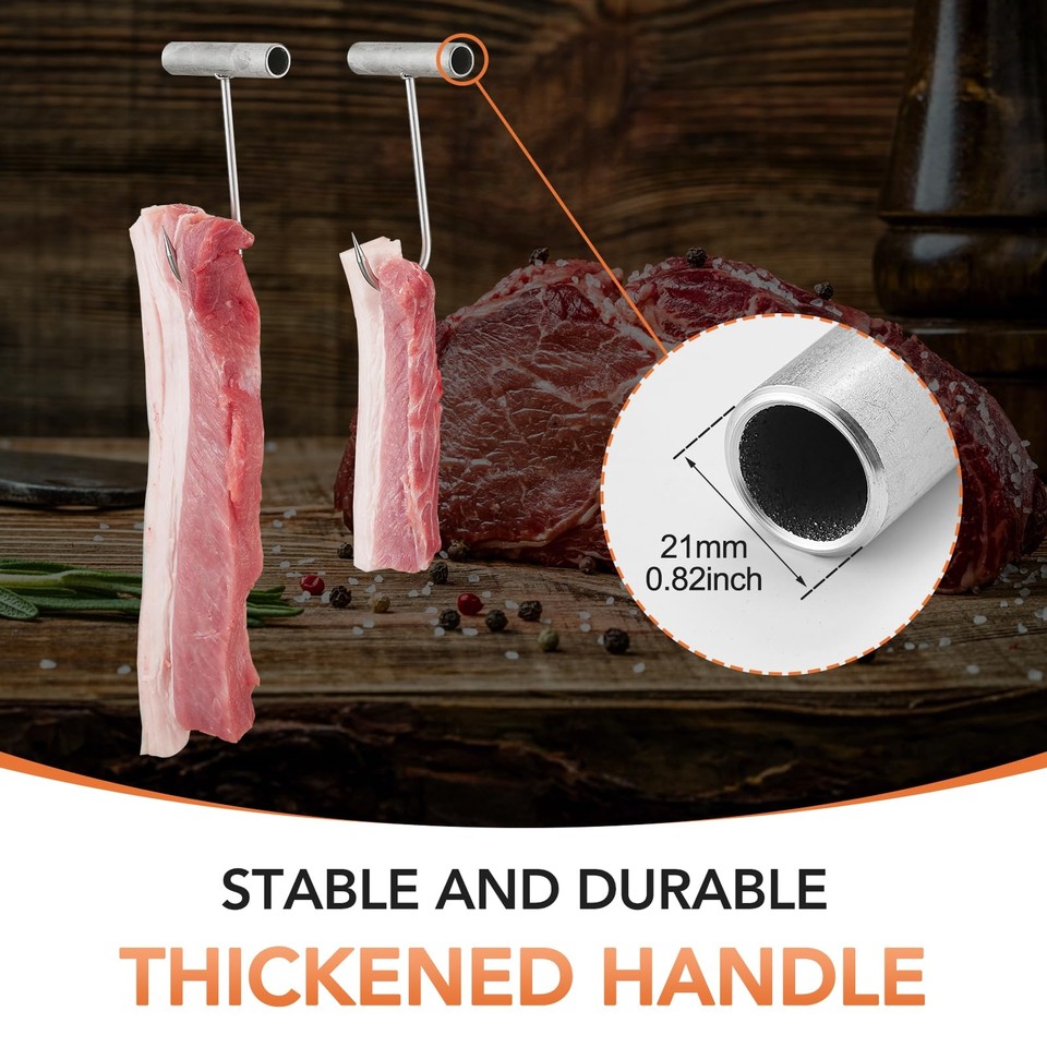2Pcs Stainless Steel T Hooks T-Handle Meat Boning Hook for Kitchen ...