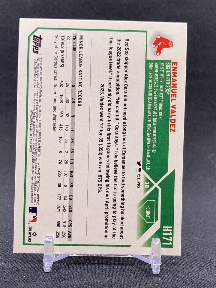 2023 Topps Holiday Metallic Emmanuel Valdez #H171 Rookie Card RC Boston ...