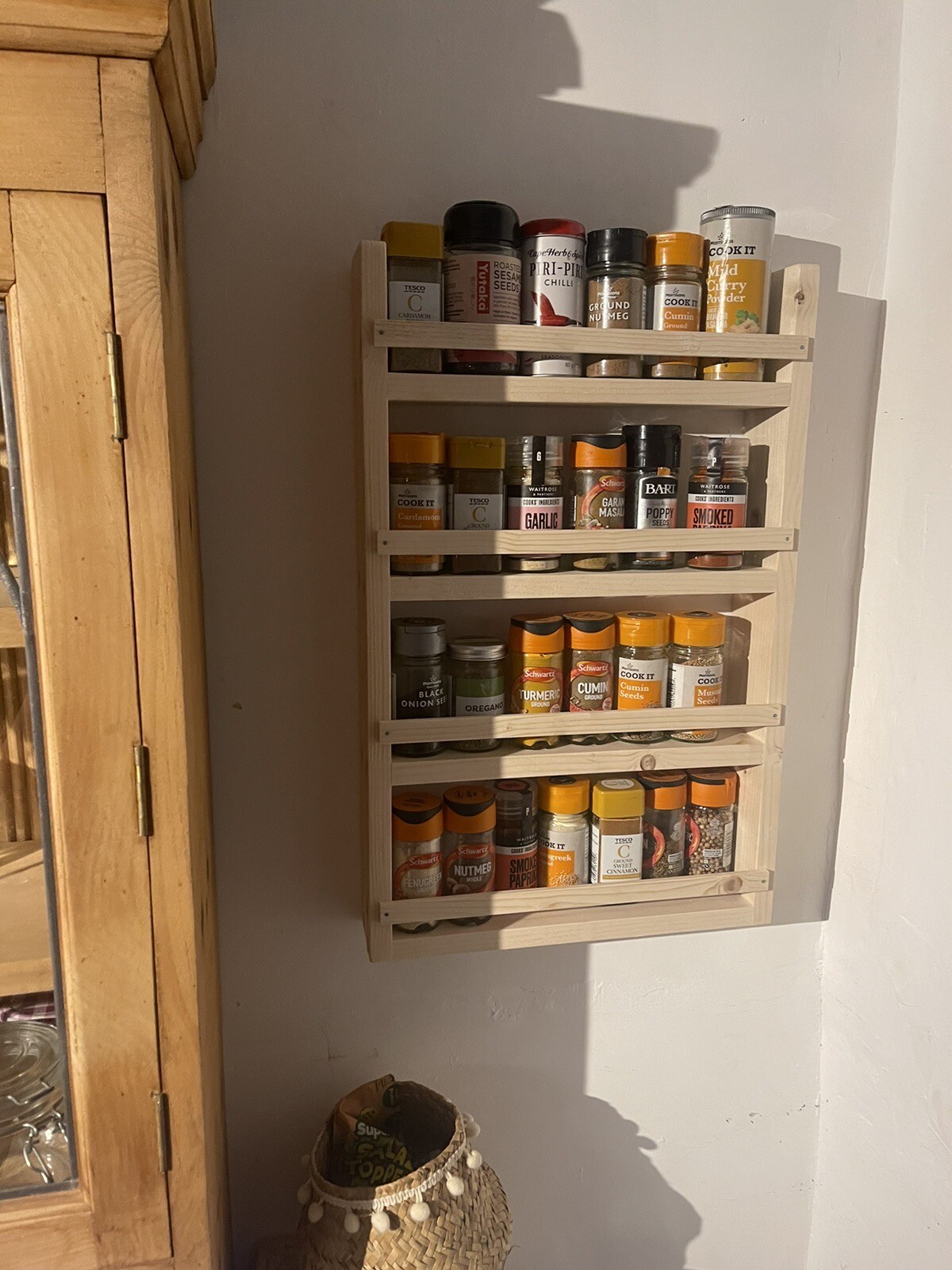 Handmade Rustic Wooden Spice Rack, From Reclaimed Wood, Kitchen Storage ...