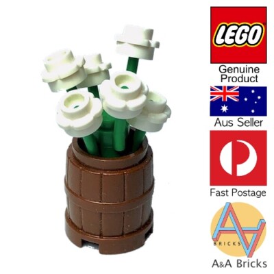Genuine LEGO® - Flower Pot Barrel with White Flowers - All new parts ...