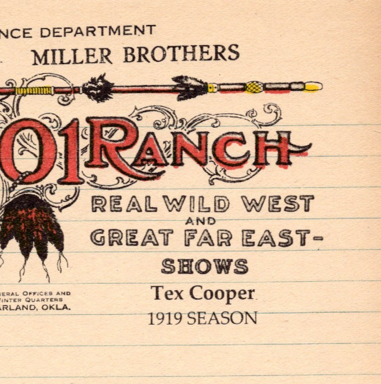 1919 Miller Bros 101 Ranch Wild West Advance Notice Document - CRISP NO ...