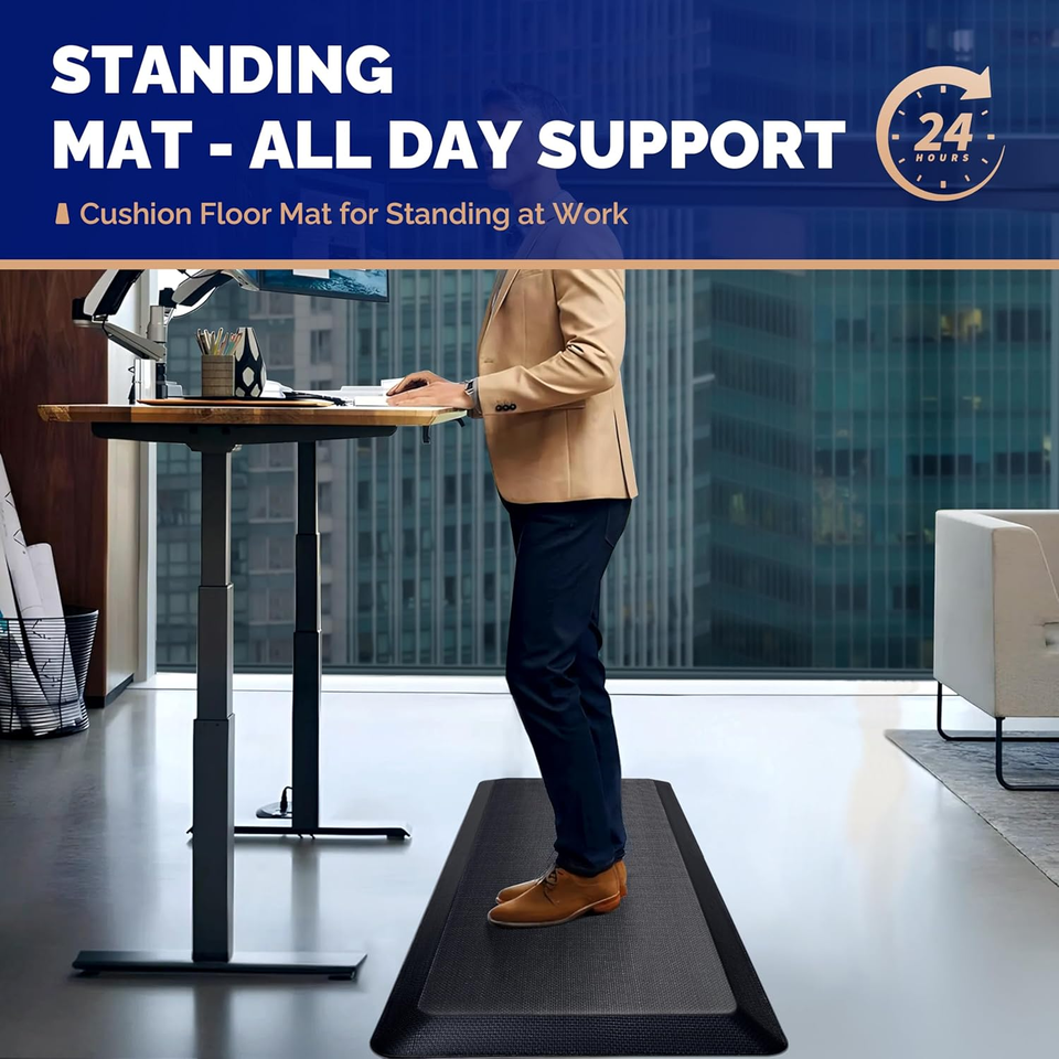 anti Fatigue Mat for Standing, 9/10 Extra Thick Ergonomic Standing Desk ...