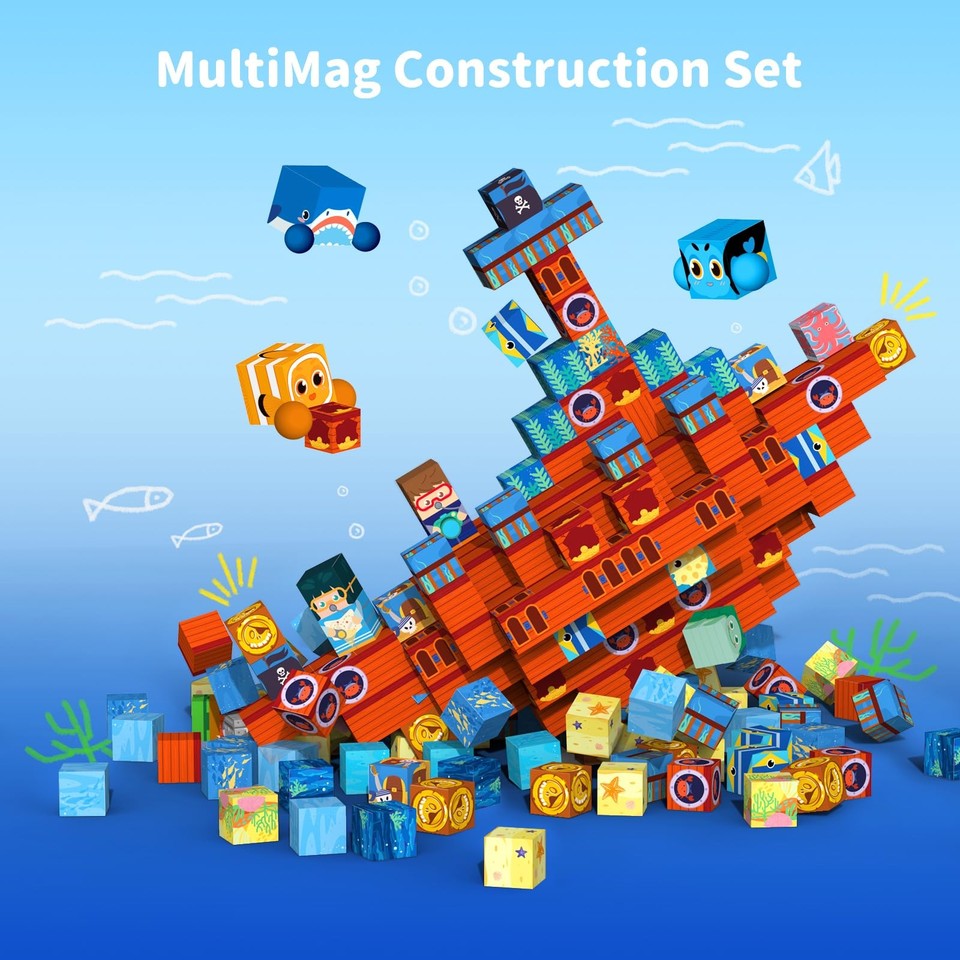 VNLINA 154Pcs Magnetic Building Blocks for Kids STEM Montessori Cubes ...