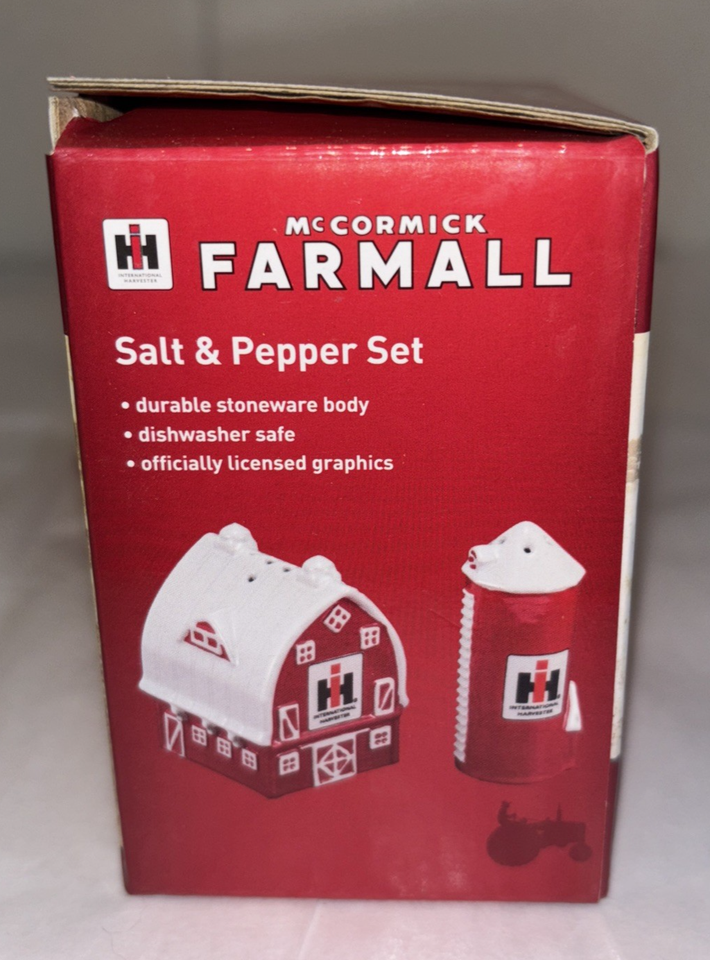 IH Barn and Silo Salt & Pepper Shaker Set Stoneware Red White Farmall ...