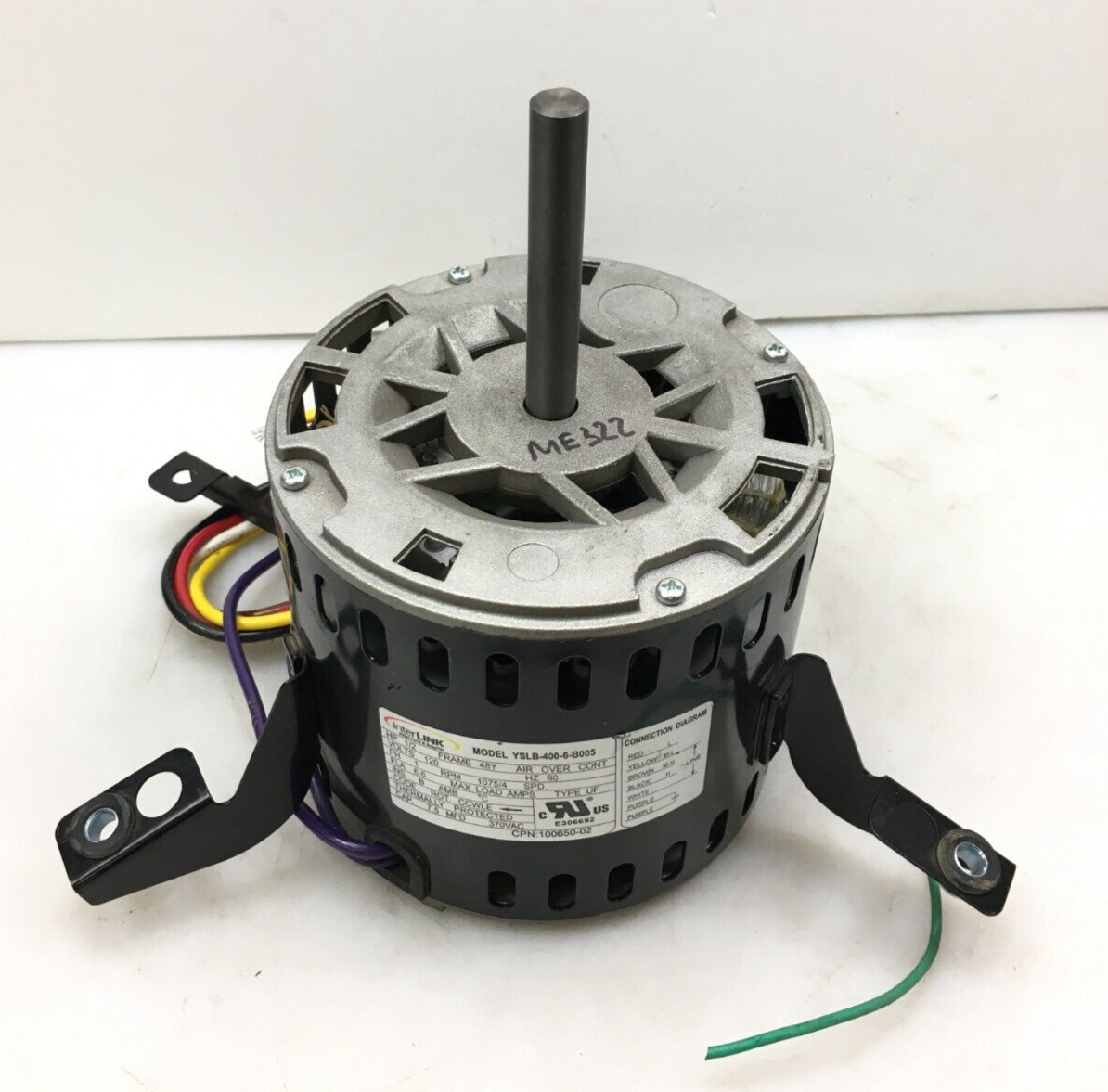 InterLink YSLB-400-6-B005 Blower Motor 1/2HP 1075RPM 4SPD 120V 100650 ...