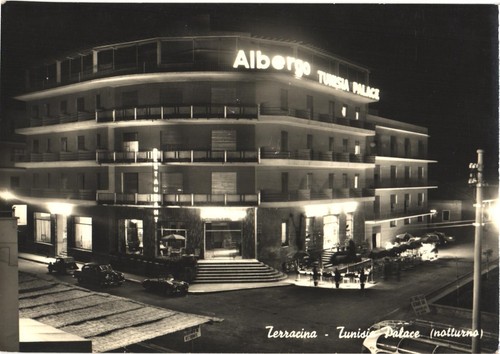 Bird's Eye View of Tunisia Palace Hotel at Night, Terracina, Italy ...