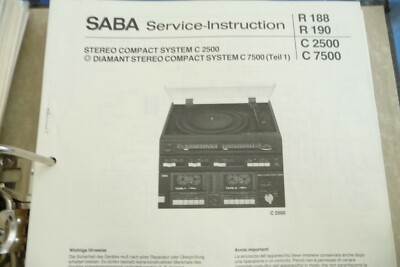 Manuel de Service Saba C 7500 / C 2500 Système, Original | eBay