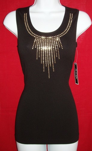 LC COUTURE SOFT & SEAMLESS WOMEN'S SLEEVELESS RHINESTONE TOP STRETCHY S ...