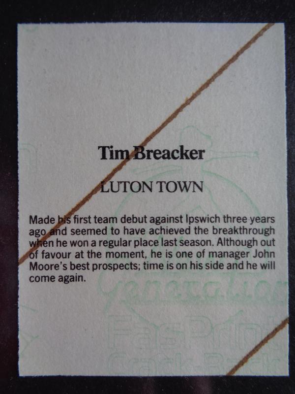 Daily Mirror Stick With Soccer 1986-87 - Tim Breacker (Luton Town) | eBay