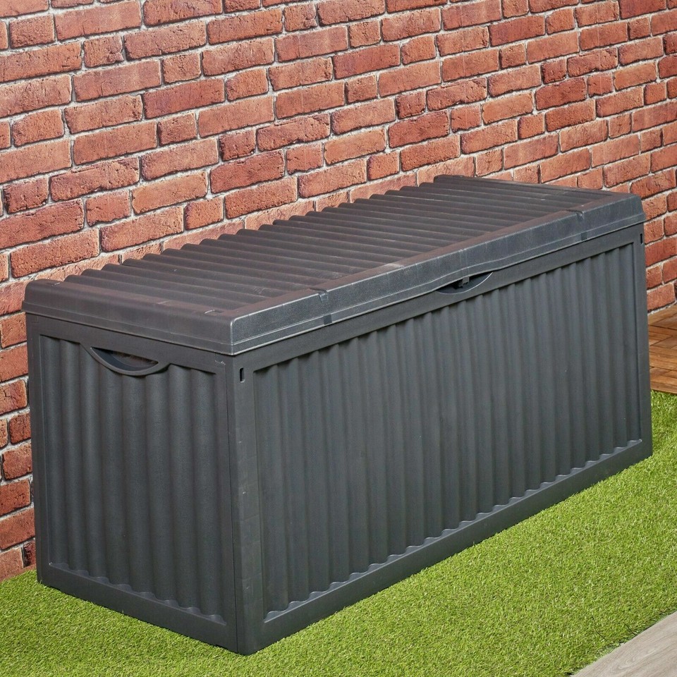 Multipurpose Outdoor Storage Box 120cm Garden Patio Plastic Chest Lid ...