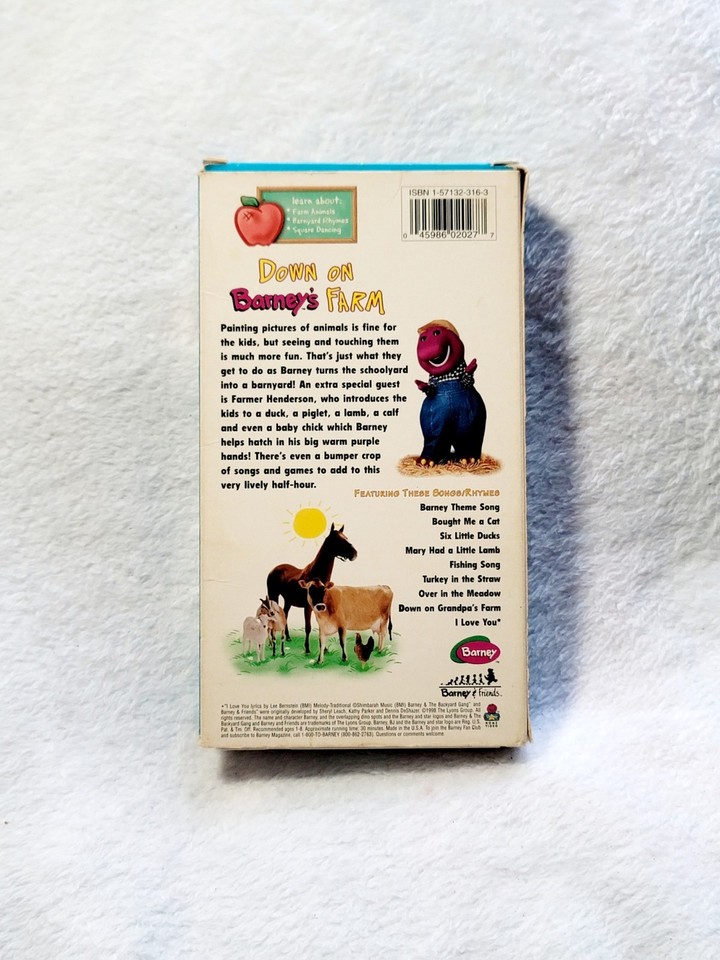 Barney & Friends "Down On Barney's Farm" (VHS, 1992) 45986020277| eBay