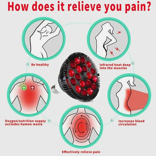 18 LEDs Red Light Therapy Bulb, 660nm Red & 850nm Near-Infrared Therapy ...