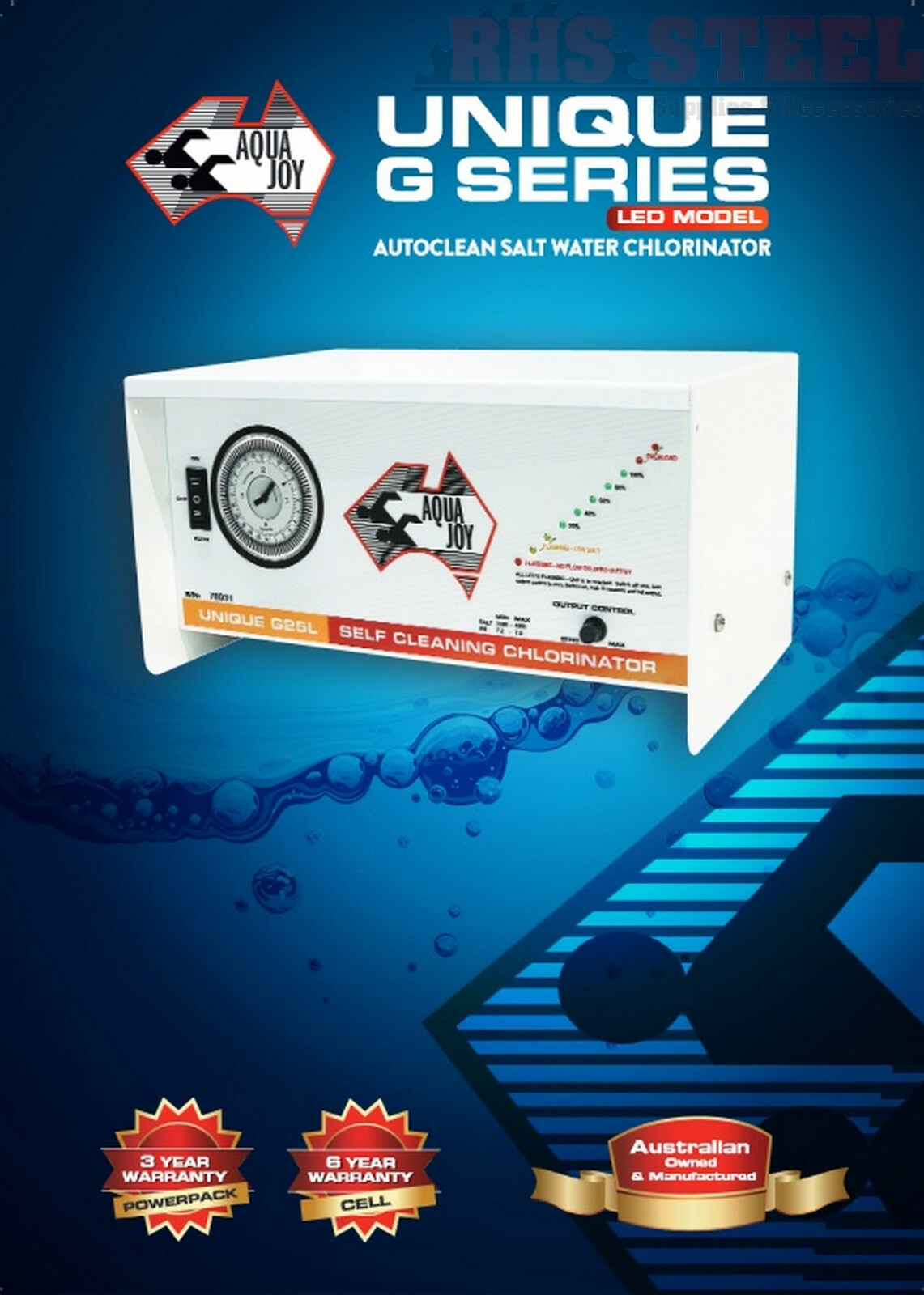 Salt Water Pool Chlorinator Self Cleaning AquaJoy **Unique G25 LED ...