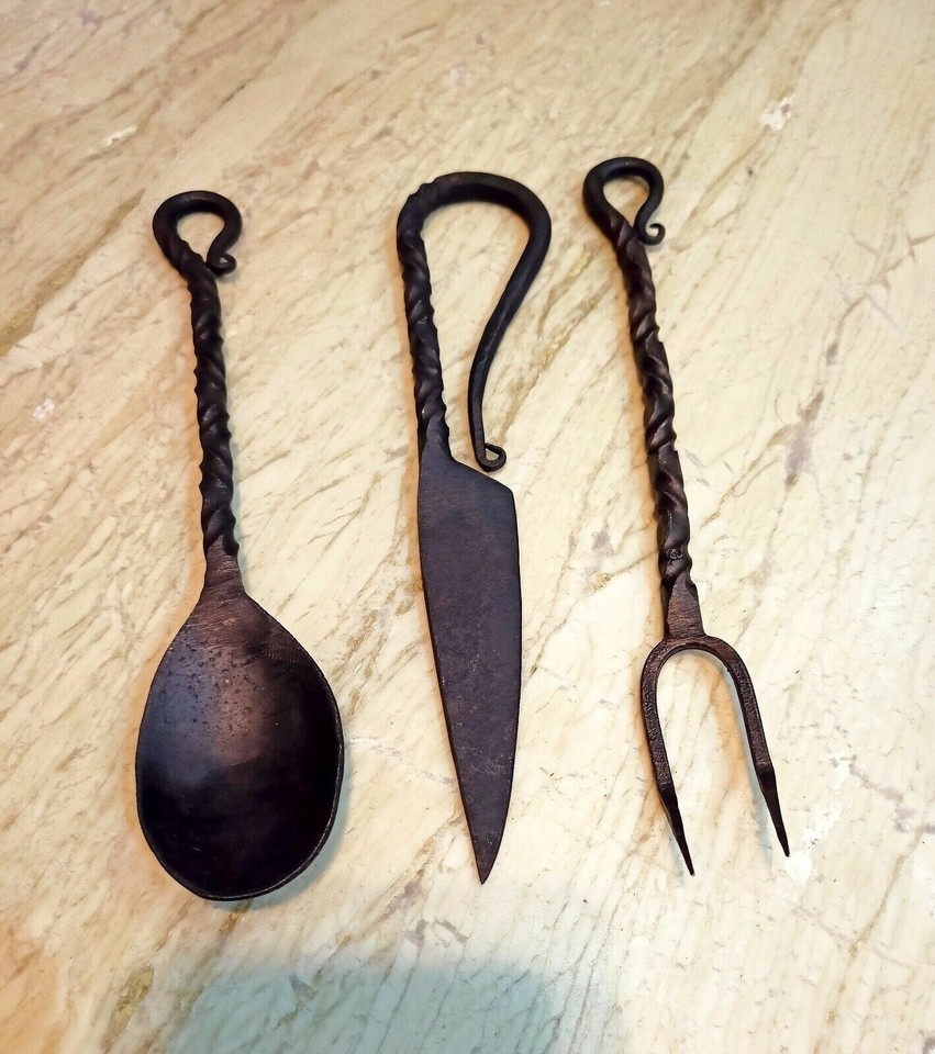 Cutlery Set Iron Spoon Fork Knife Viking Medieval Feastware Feasting ...