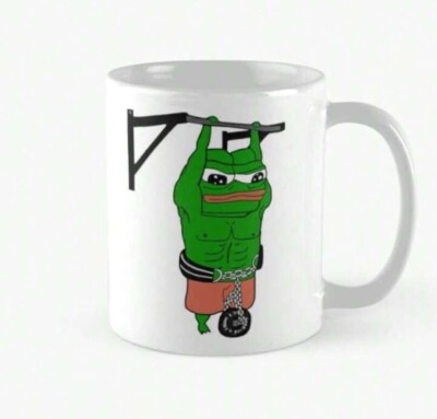Pepe Frog Gym Coffee Mug Muscle Fitness Funny Gift Pull Up 11oz | eBay
