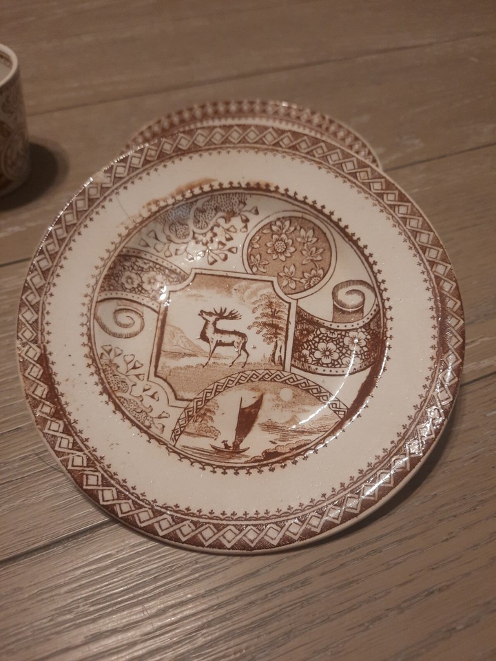 Antique Staffordshire Charles Allerton & Son Stag Pattern Transferware ...