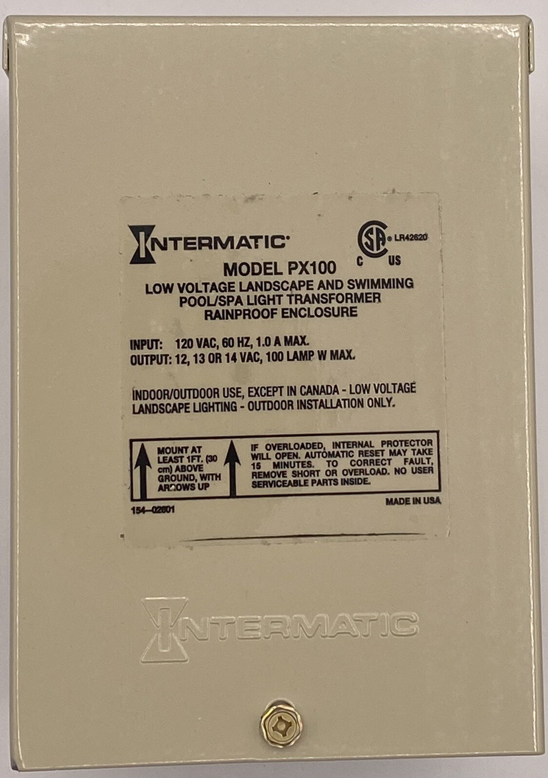 Intermatic PX100 Pool Light 100-Watt Safety Transformer for sale online ...