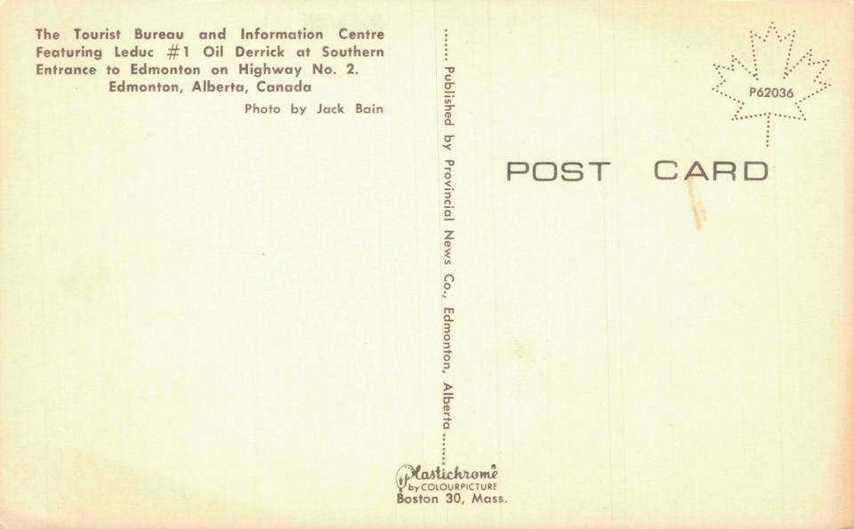 Canada Entrance on Highway Edmonton Alberta Oil Derrick Vintage ...