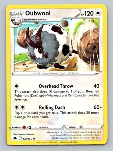 2023 Pokemon Card Crown Zenith Dubwool 122/159 | eBay