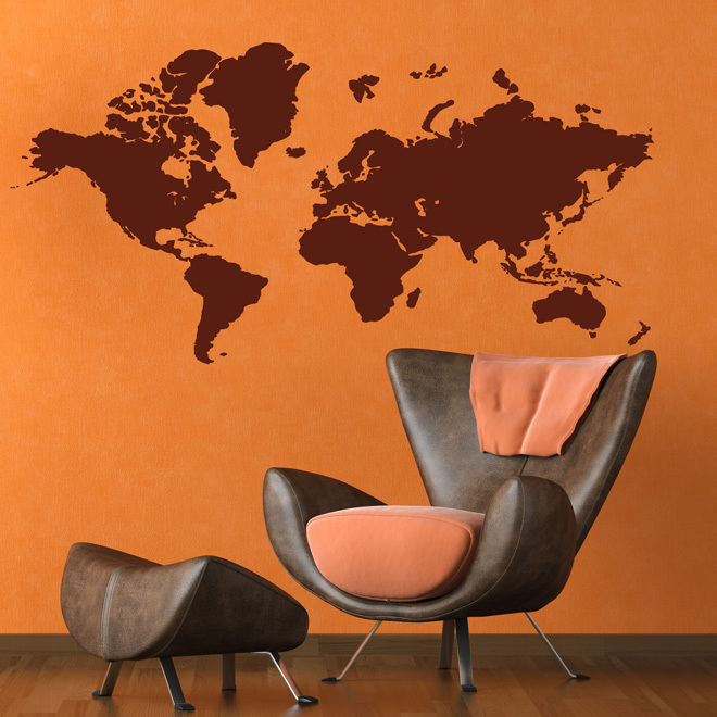 Large World Map Wall Stickers Globe Graphics Vinyl Art Decals Home ...