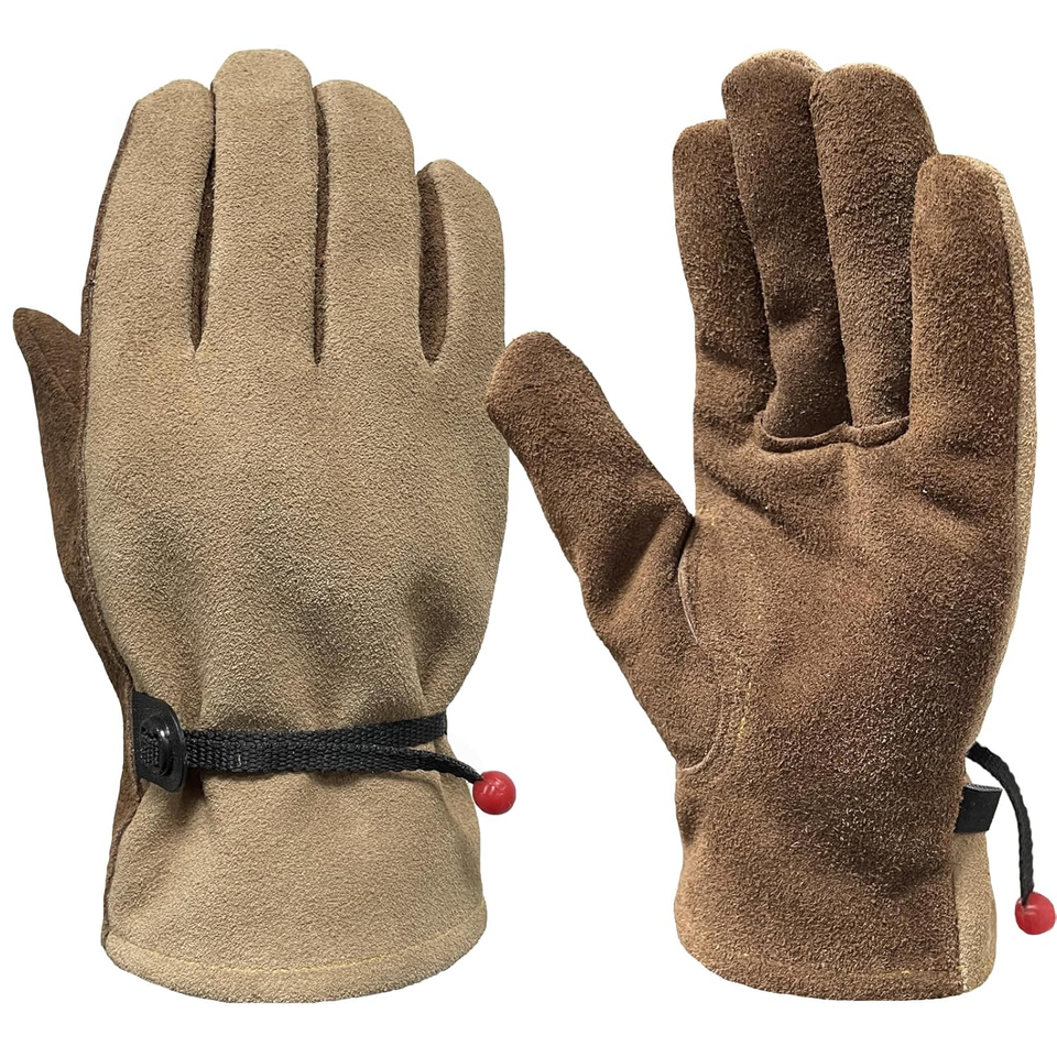 Leather Work Gloves for Women with Cotton Lining, Thorn Proof Gardening ...