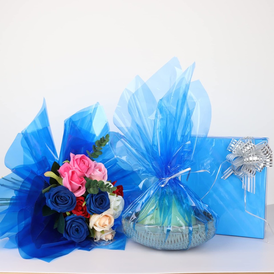 Iridescent Blue Cellophane Wrap Roll I 34 In Wide X 50 Ft Long I ...