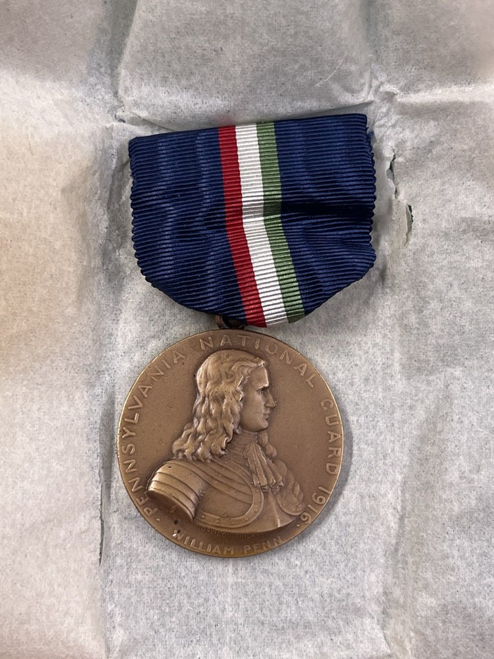 WW1 Pennsylvania Mexican Border Service Medal & Ribbon Boxed & Numbered ...