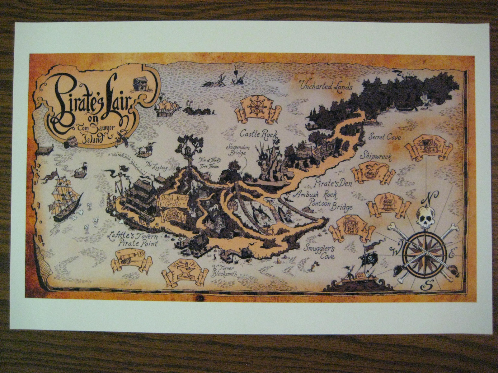 Disney Pirate's Lair Map on Sawyer's Island 11" x 17" Collector's ...