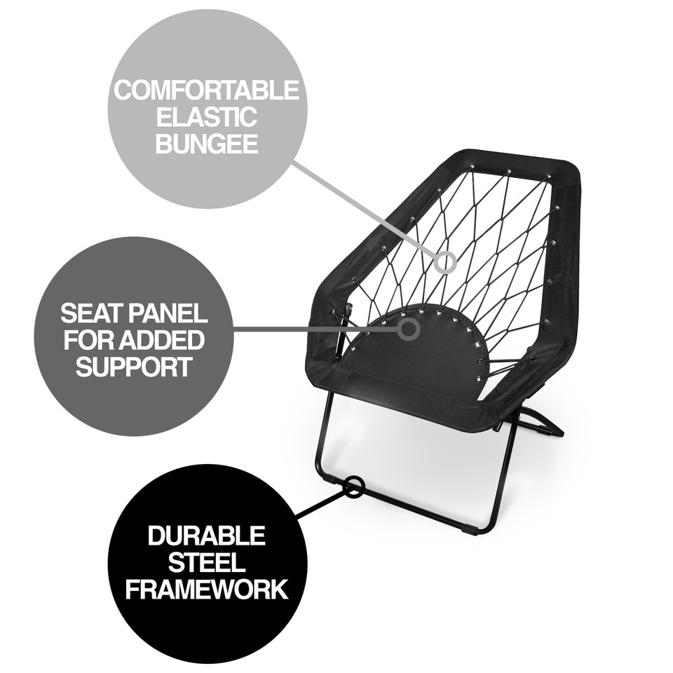Zenithen Black Hexagon Bungee Chair For Dorm, Bed, Living Room, 32 ...