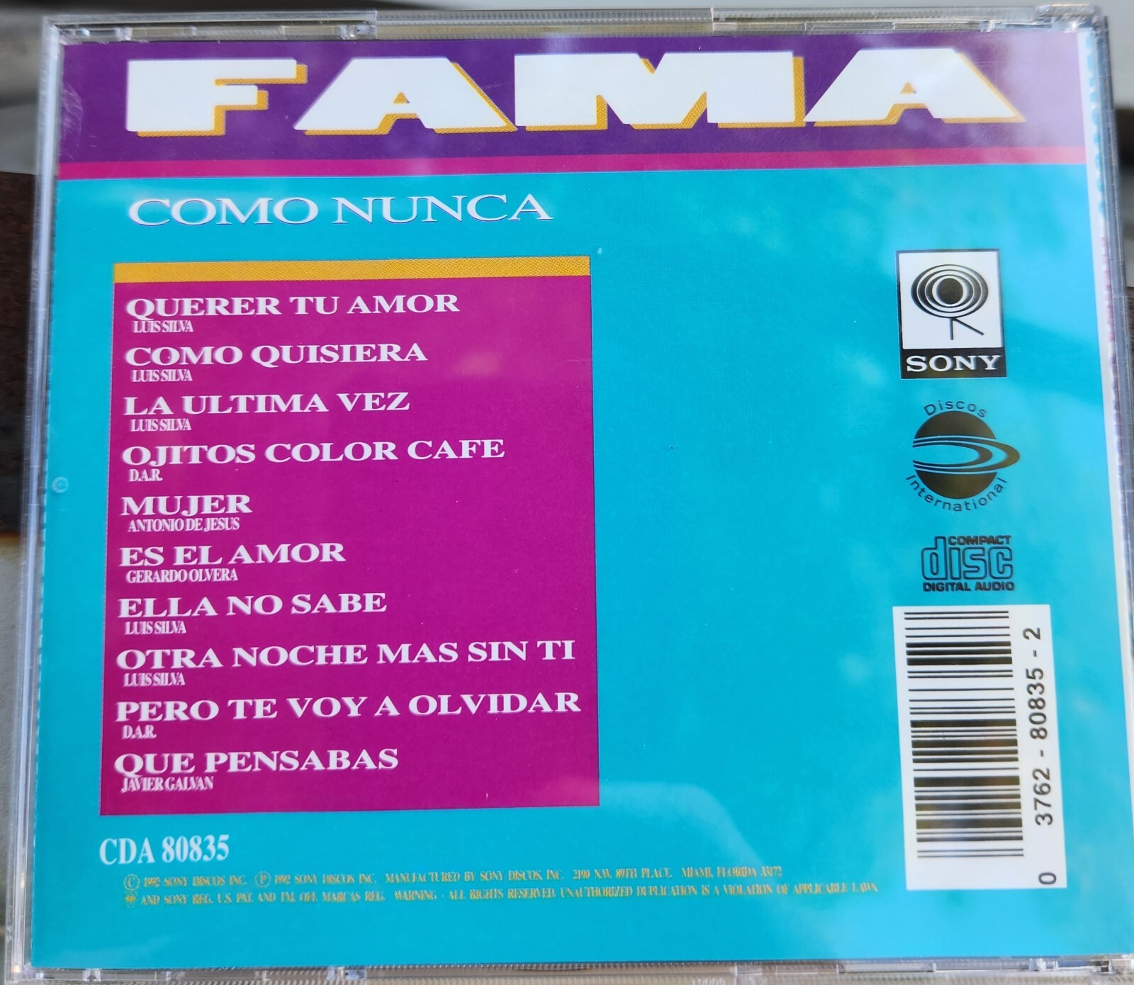 Grupo Fama Como Nunca CD ORIGINAL 1992 Discos Sony USA Tejano Norteno ...