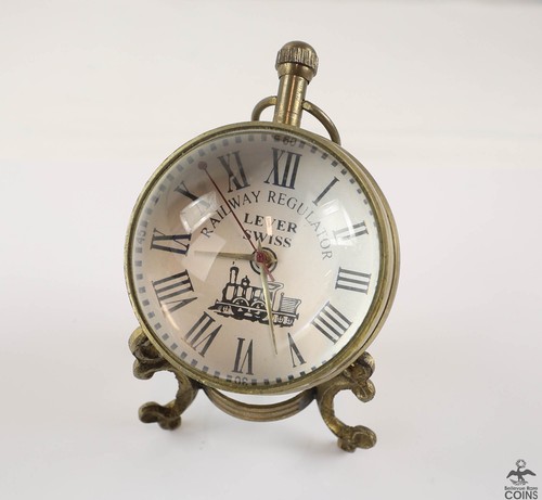Vintage Railway Regulator 17Jewels Swiss Lever Locomotive Clock & Stand ...