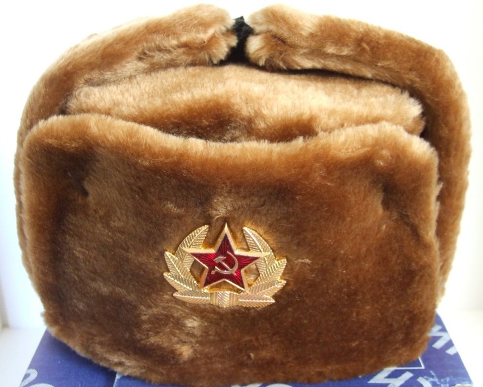 Authentic Russian Military KGB Ushanka Hat W/ Soviet Red Army Badge ...