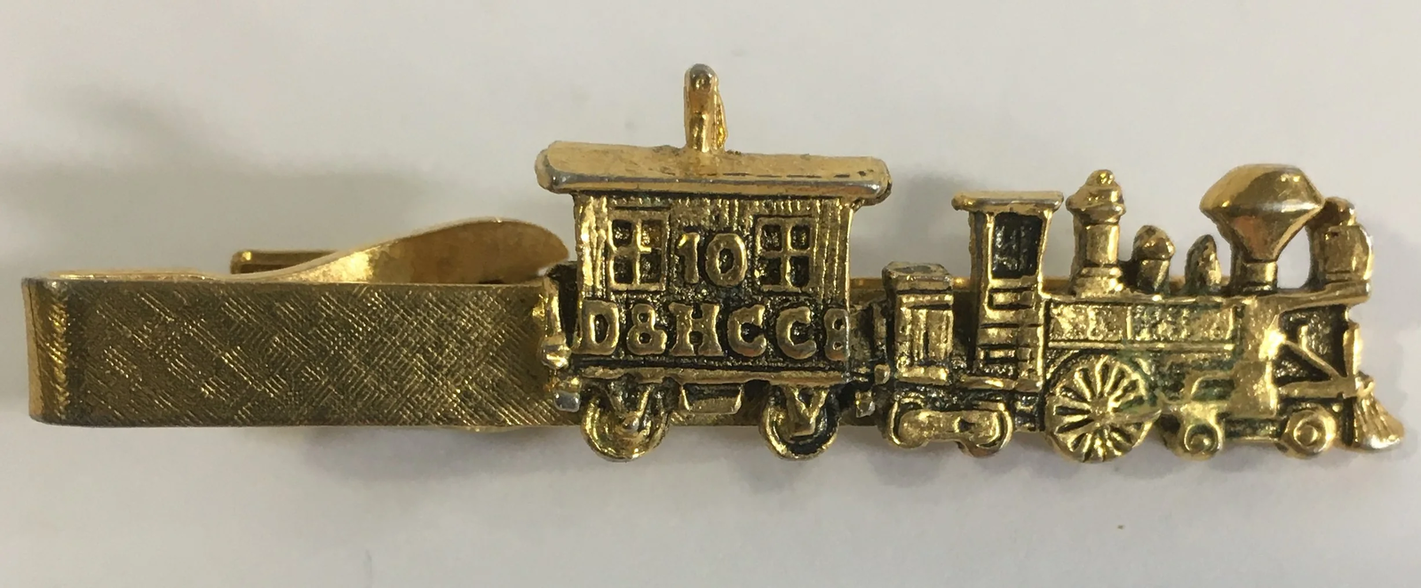Vintage Tie Clasp - Train Motif - Gold Colored (1000977) | eBay