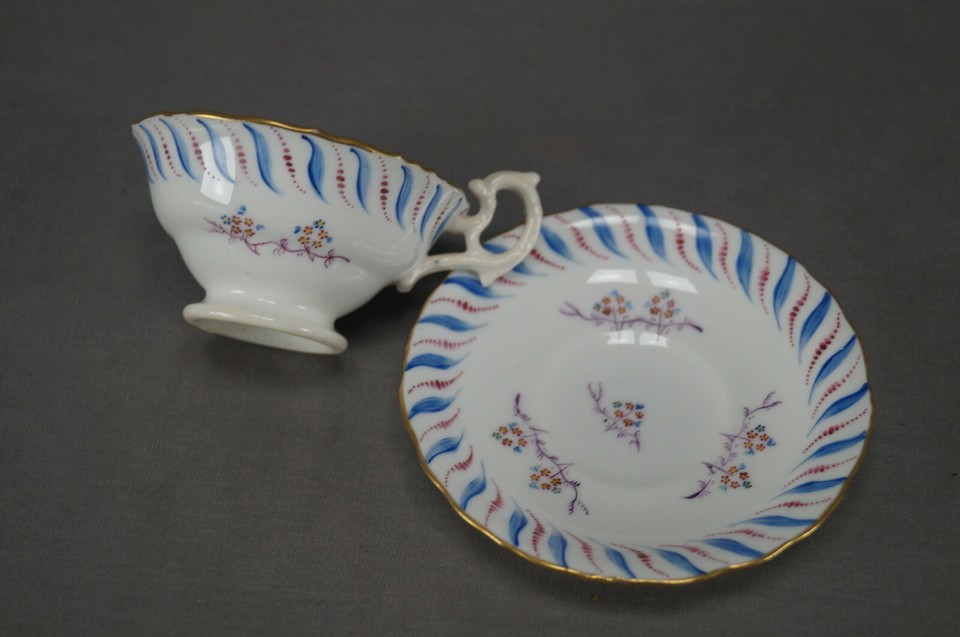 Antique Samuel Alcock Pattern 6021 Blue Red Purple Floral & Gold Cup ...