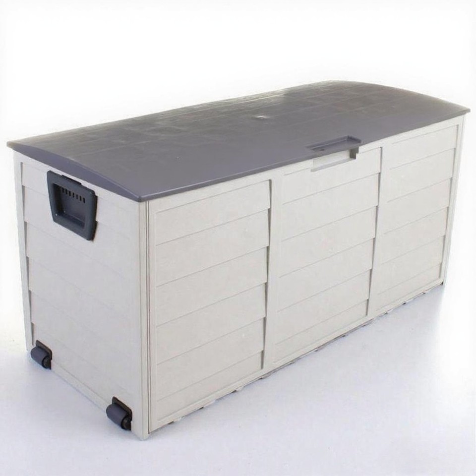 Large Plastic Garden Storage Box Outdoor Shed Deck Container Bins ...