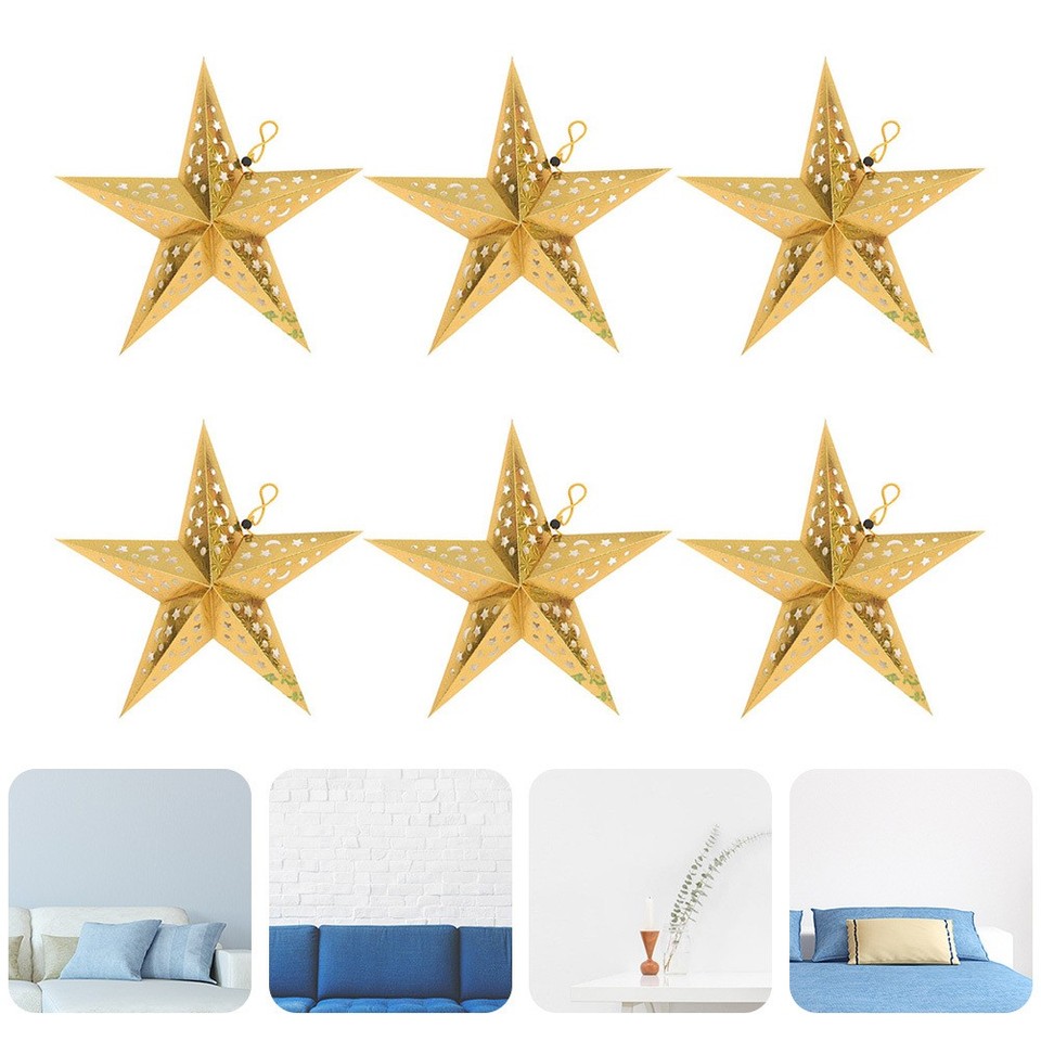 6 Pcs Paper Pentagram Lampshades Star Shape Pendant Interior Decoration ...