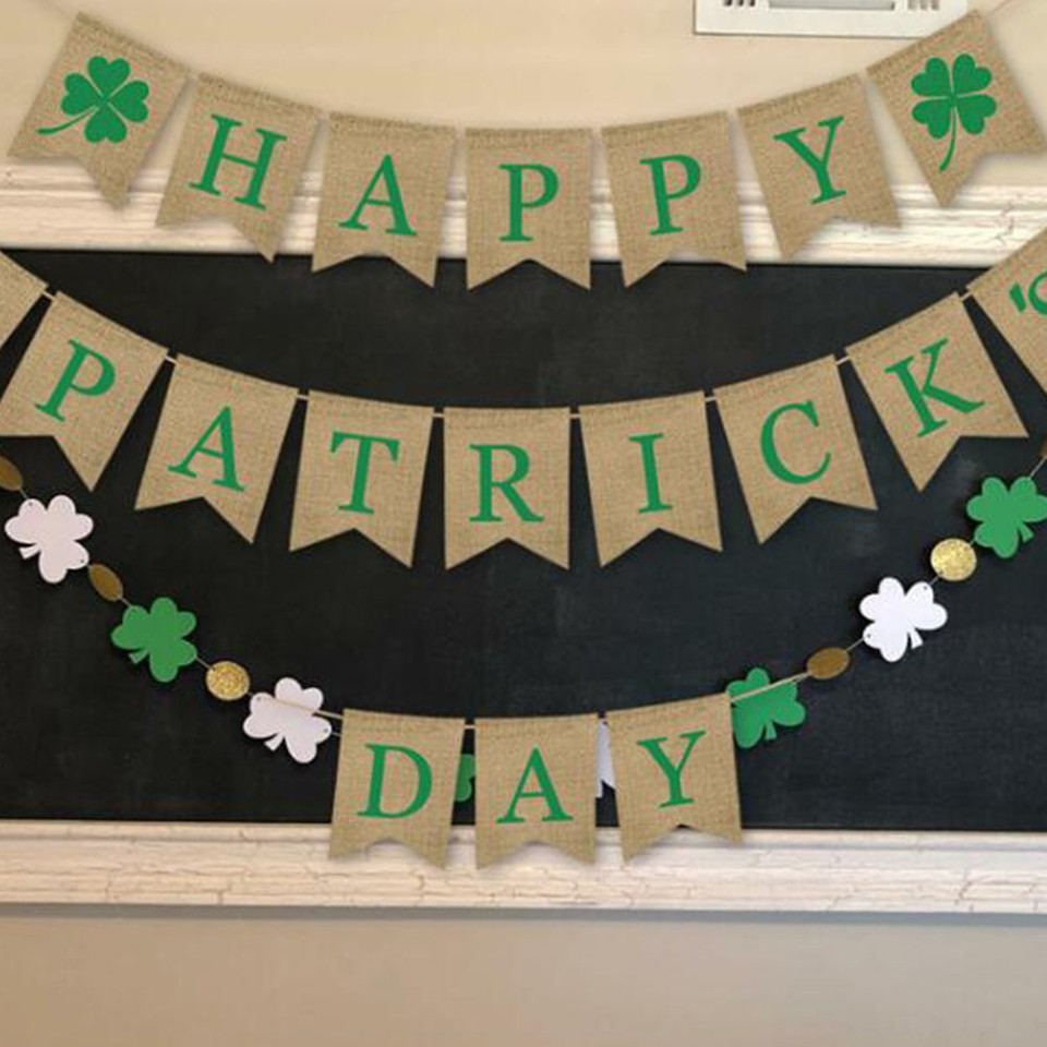 1PC St. Patricks Day Leinen Banner St. Patrick's Day Party Happy | eBay